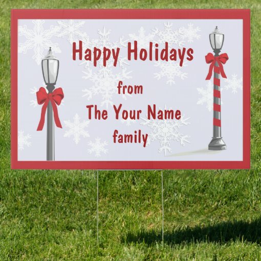 Christmas Lamp Snowflake Custom Yard Sign | Zazzle