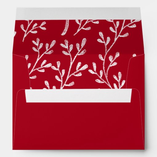 Christmas Leaves | Red and White Envelope | Zazzle