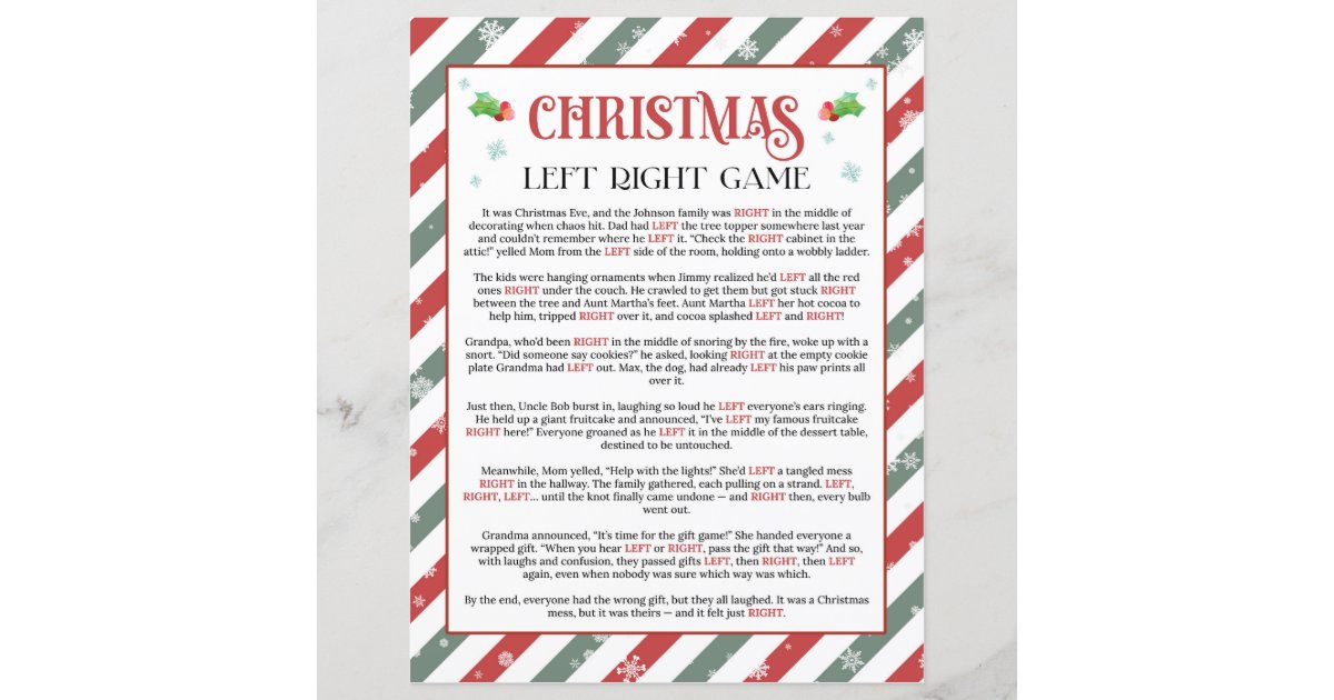 Christmas Left Right Pass the Present Party Game | Zazzle