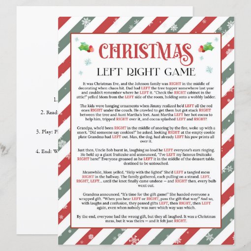 Christmas Left Right Pass the Present Party Game | Zazzle