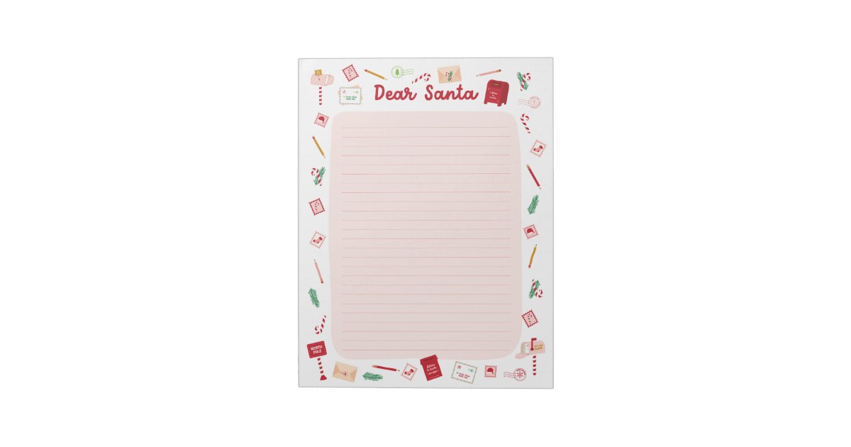Christmas Letter for Santa Lined Notepad | Zazzle
