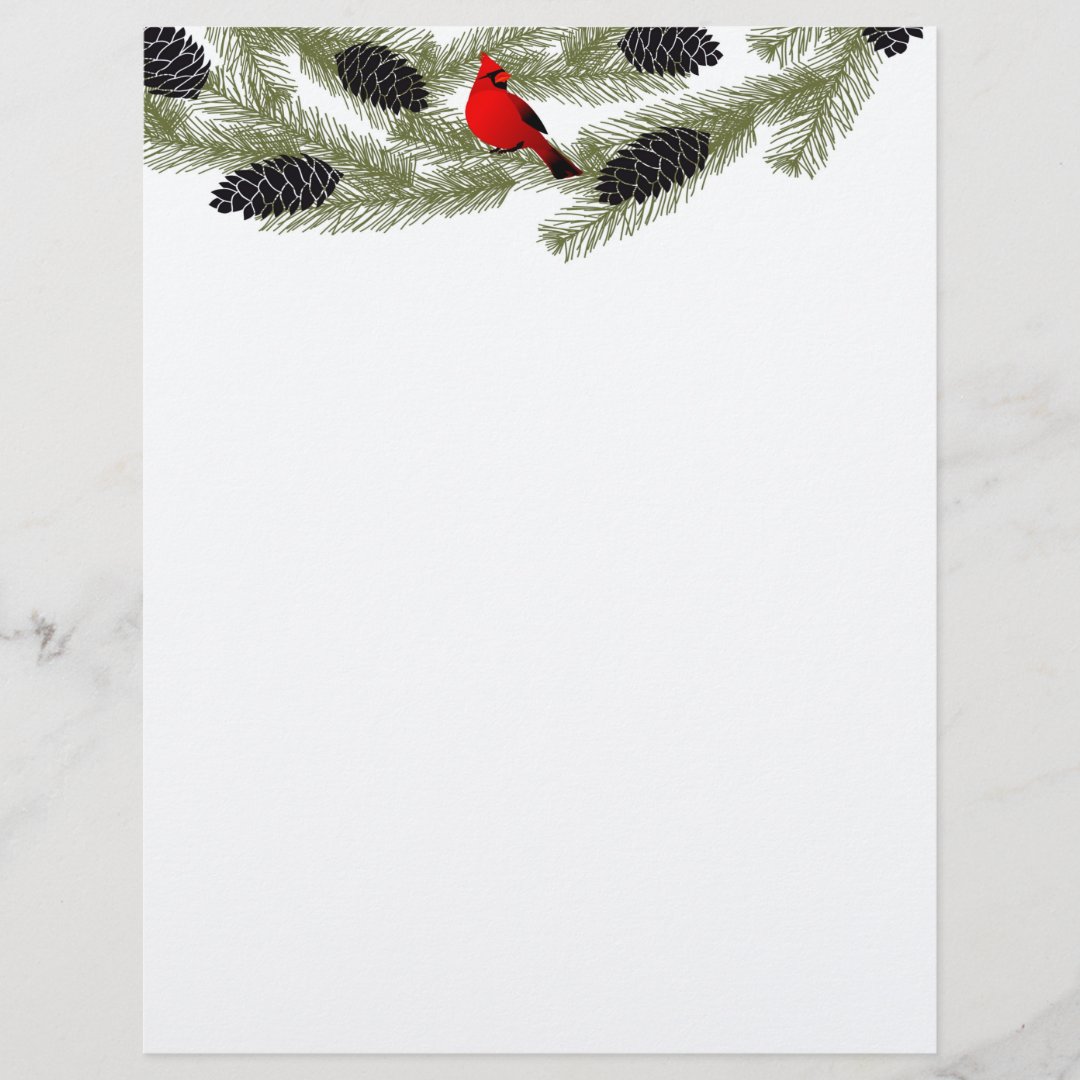 Christmas Letter Paper - Red Cardinal Letterhead | Zazzle