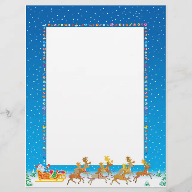 Christmas Letter Paper - Santa in Sleigh Design | Zazzle