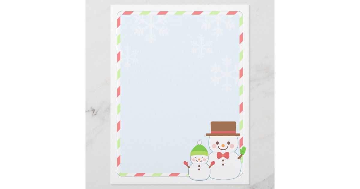 Christmas Letter Paper - Smiling Snowman | Zazzle