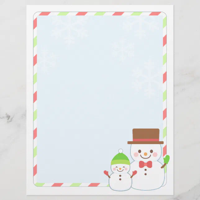 Christmas Letter Paper - Smiling Snowman | Zazzle