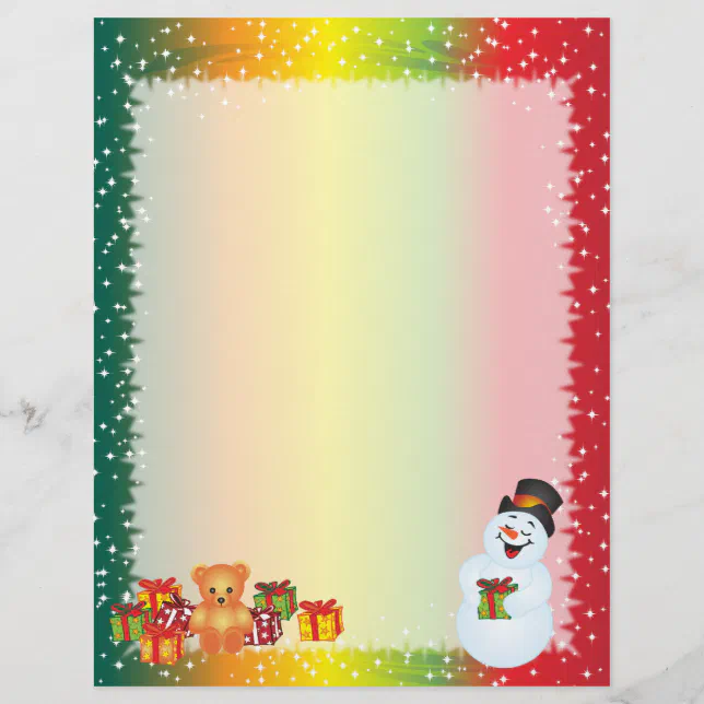 Christmas Letter Paper - Smiling Snowman | Zazzle