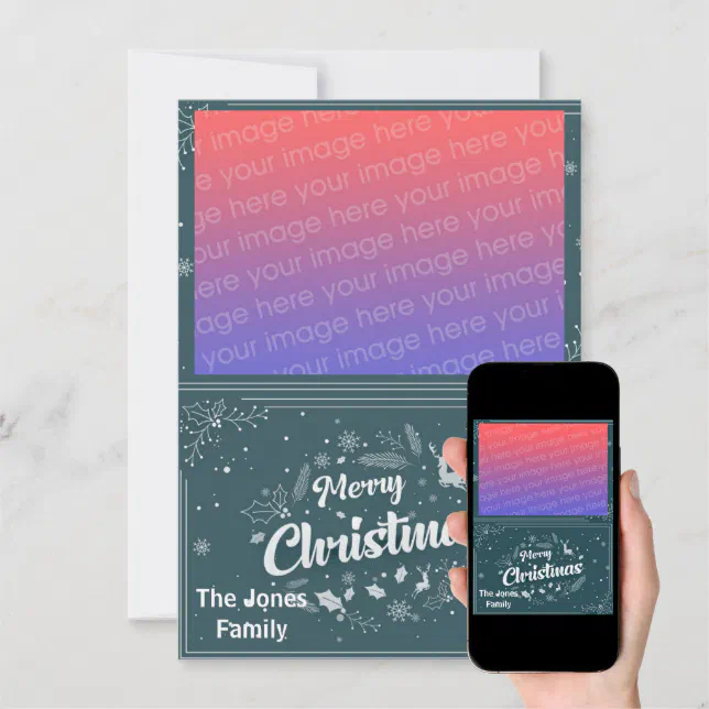 Christmas Letter Photo Flat Holiday Card | Zazzle