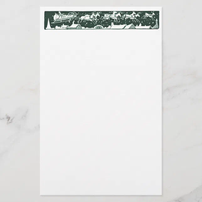 Christmas Letter Santa Holiday Green Stationery | Zazzle