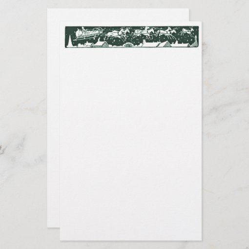 Christmas Letter Santa Holiday Green Stationery | Zazzle