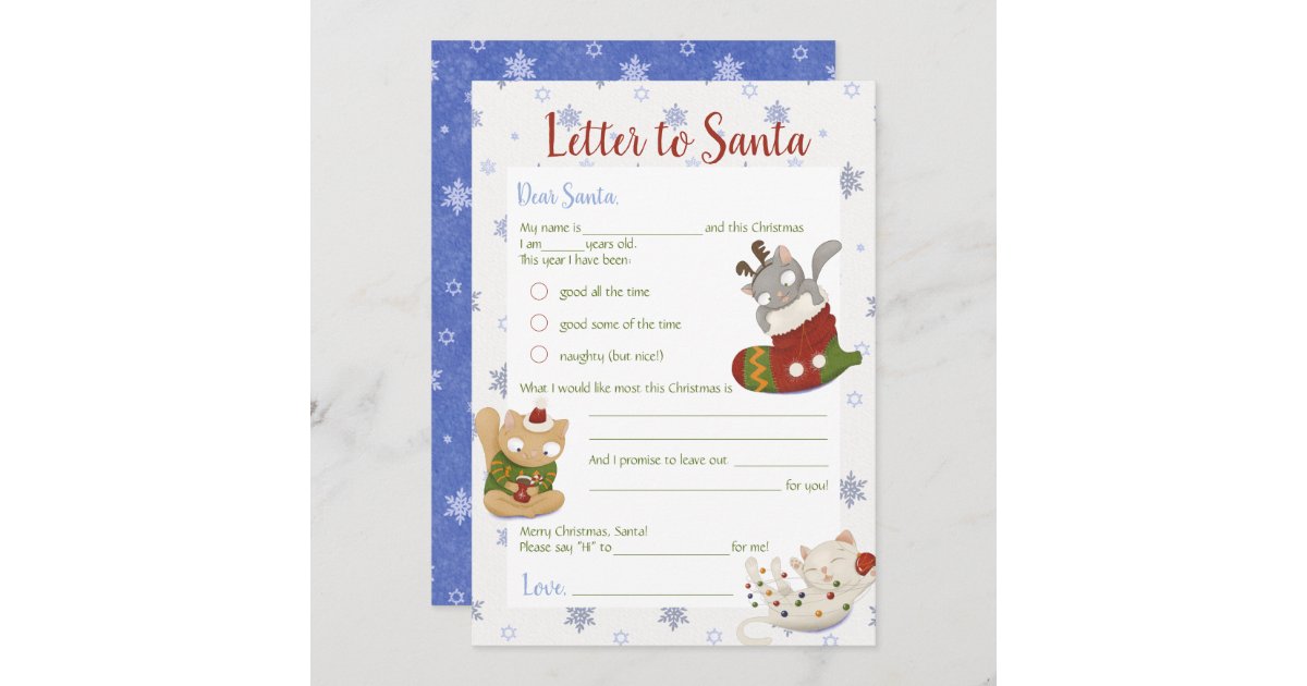 Christmas Letter To Santa Claus Holiday Template | Zazzle