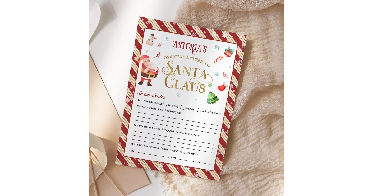 Christmas Letter To Santa Claus Personalized Invitation | Zazzle