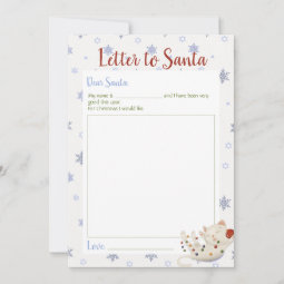 Christmas Letter To Santa Holiday Winter Template | Zazzle