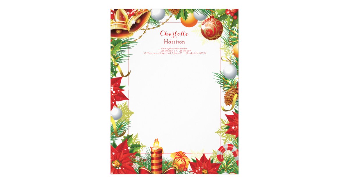 Christmas Letters Traditional Festive Personalized Letterhead | Zazzle.com