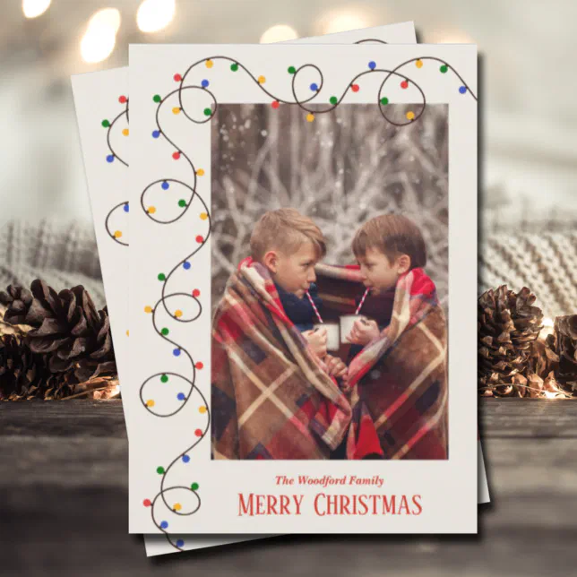 Christmas Light Strand Photo Card | Zazzle