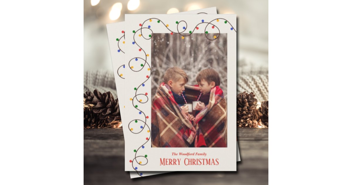 Christmas Light Strand Photo Card | Zazzle