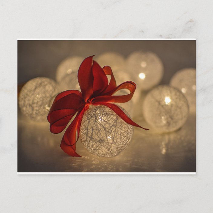 Christmas lighted ornament bauble ribbon postcard | Zazzle.com