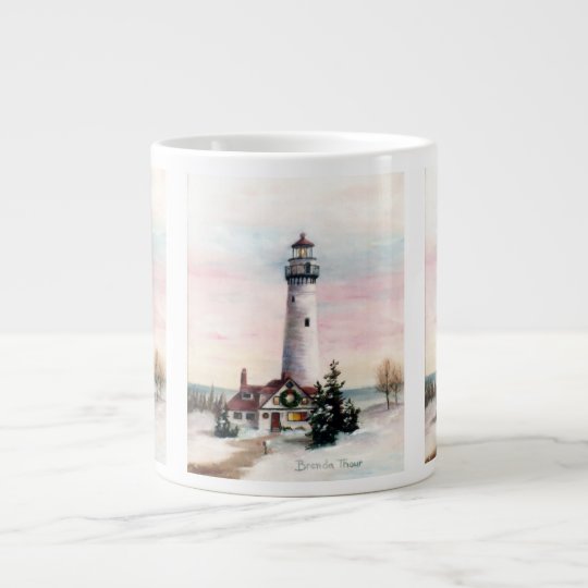 christmas lighthouse giant coffee mug | Zazzle.com
