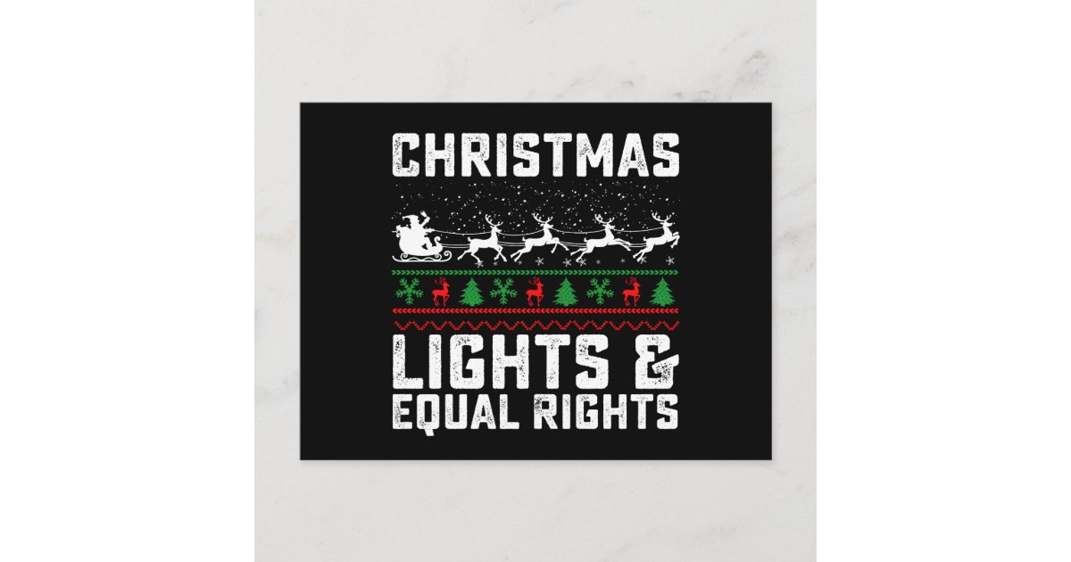 Christmas Lights And Equal Rights Feminist Postcard | Zazzle