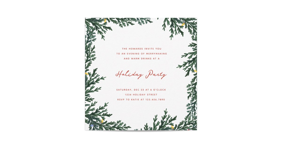 Christmas Lights and Greenery Invitation | Zazzle