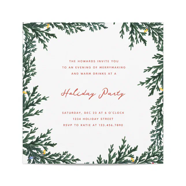 Christmas Lights and Greenery Invitation | Zazzle
