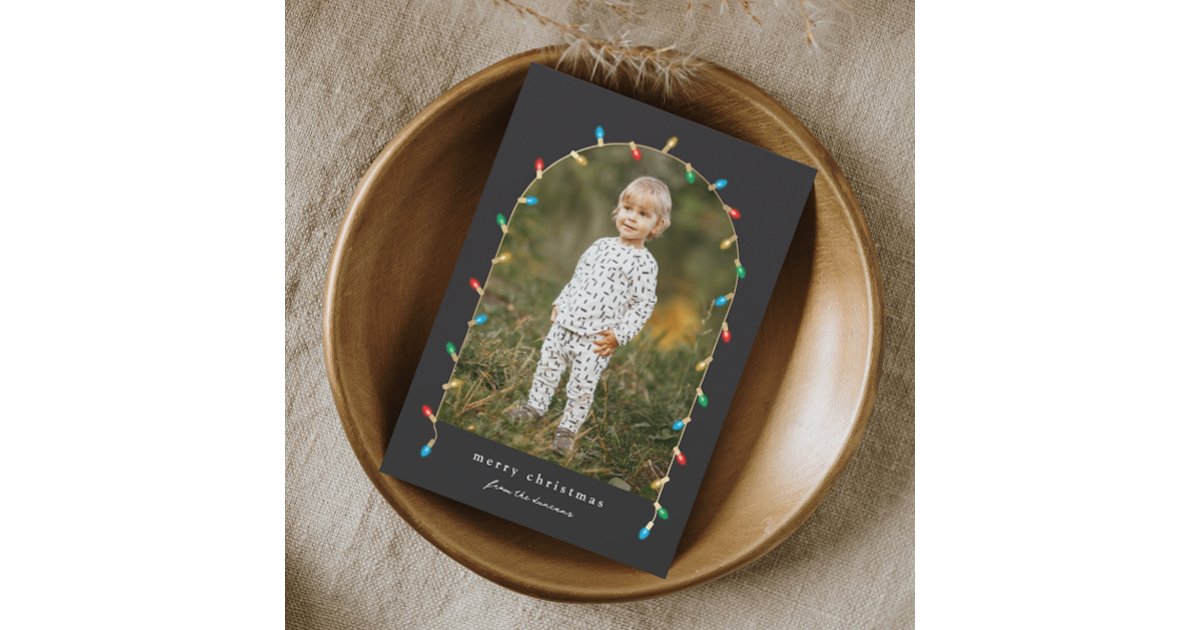 Christmas Lights Arch Photo Holiday Card Magnet | Zazzle