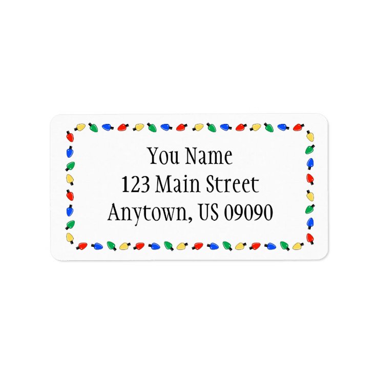 Christmas Lights Border Address Labels (White) | Zazzle
