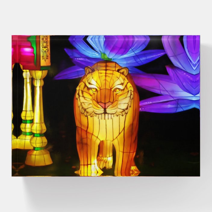 Christmas Lights Festival Tiger Lantern Paperweight | Zazzle.com