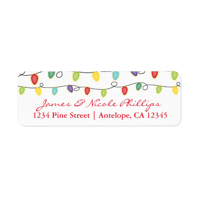 Christmas Lights Fun Holiday Card Address Labels | Zazzle