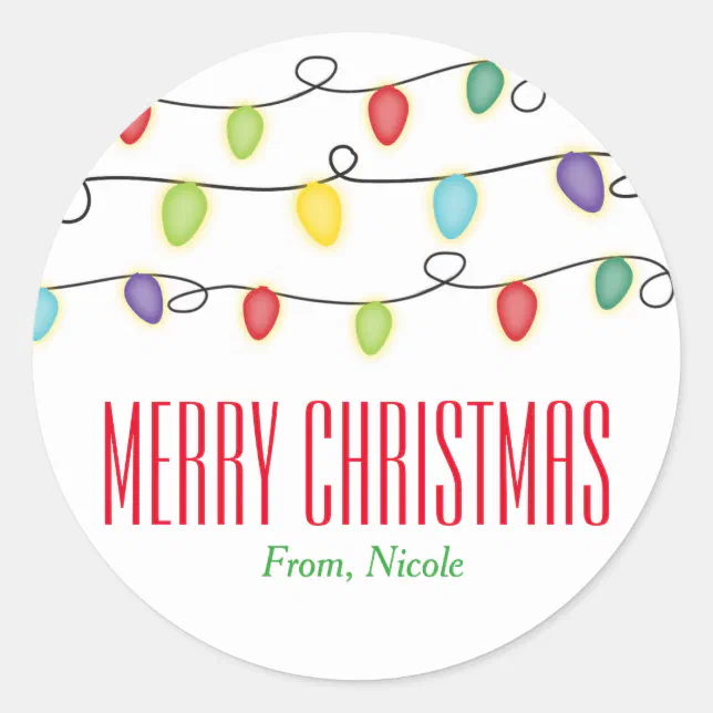 Christmas Lights Fun Holiday Party Favor Stickers | Zazzle