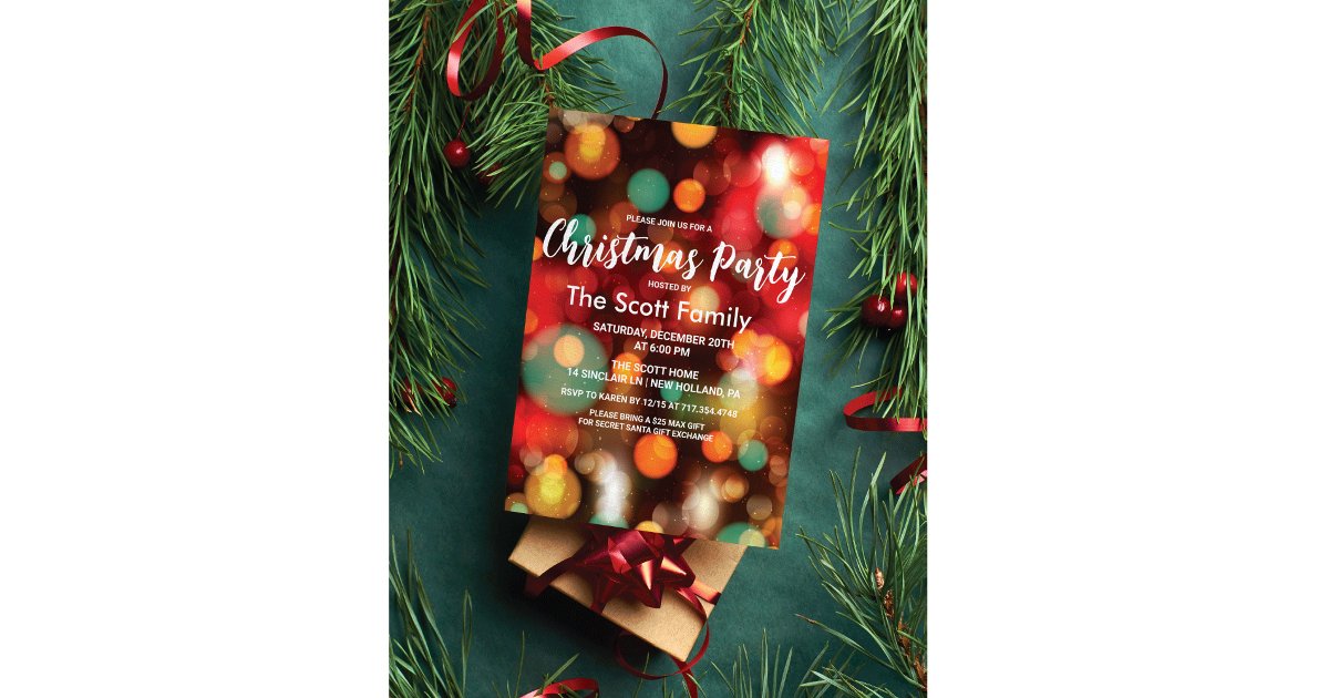 Christmas Lights Holiday Party Invitation | Zazzle