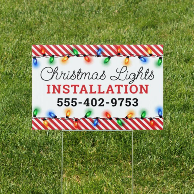 Christmas Lights Installation Red Custom Business Sign | Zazzle