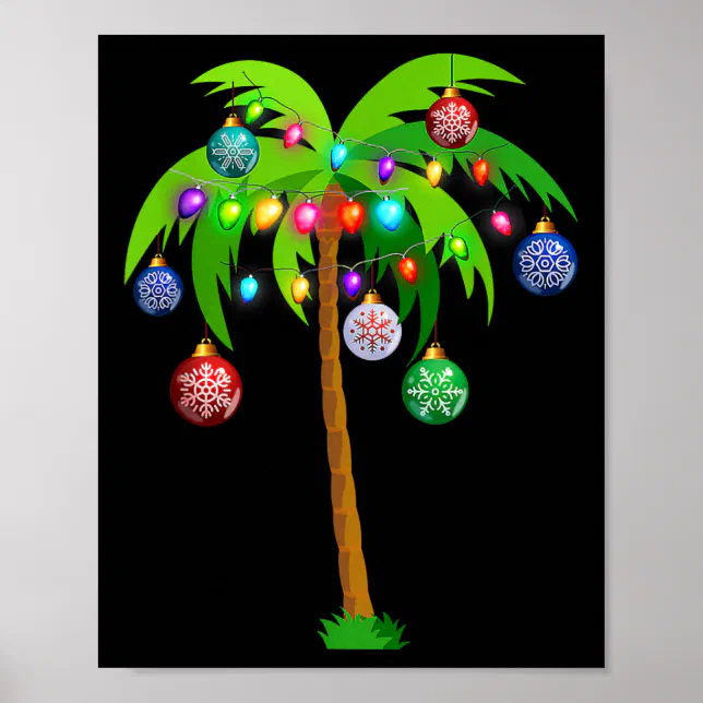 Christmas Lights Palm Tree Fun Hawaii Beach Tropic Poster | Zazzle