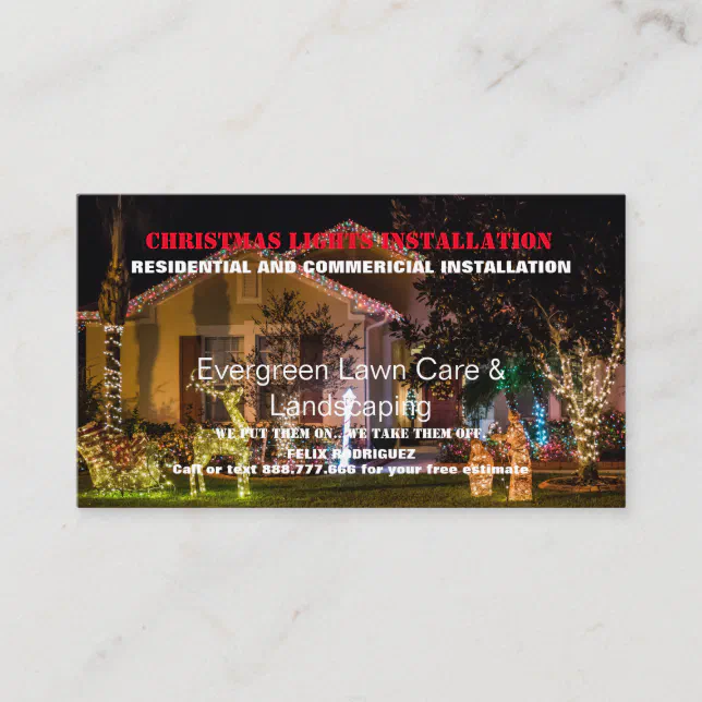 Christmas Lights Photo Installation Business Card | Zazzle