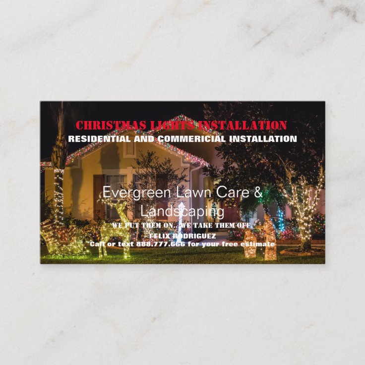 Christmas Lights Photo Installation Business Card | Zazzle