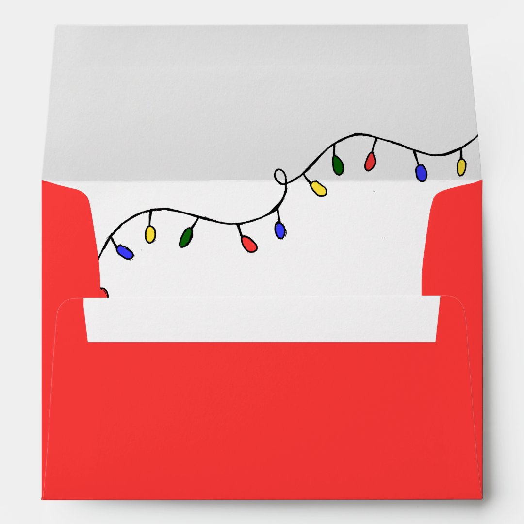 Christmas Lights Retro Festive Holiday Red Envelope | Zazzle