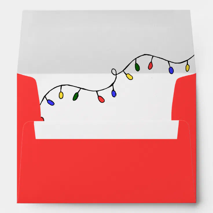 Christmas Lights Retro Festive Holiday Red Envelope | Zazzle