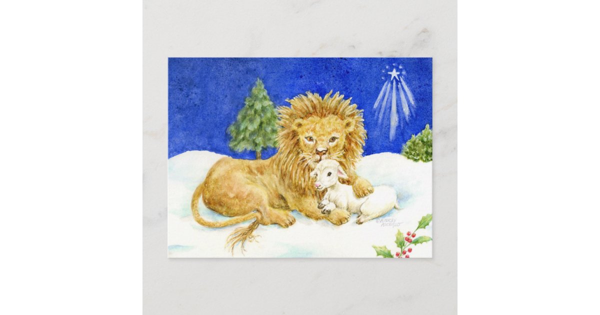 Christmas Lion and Lamb Peace Postcards | Zazzle