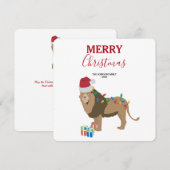 Christmas Lion Funny Animal with Santa Hat Card | Zazzle