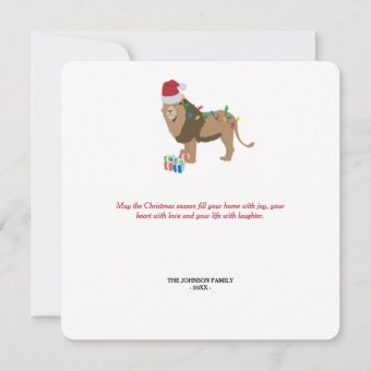 Christmas Lion Funny Animal with Santa Hat Card | Zazzle