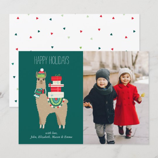 Christmas Llama Custom Photo Holiday Card | Zazzle.com