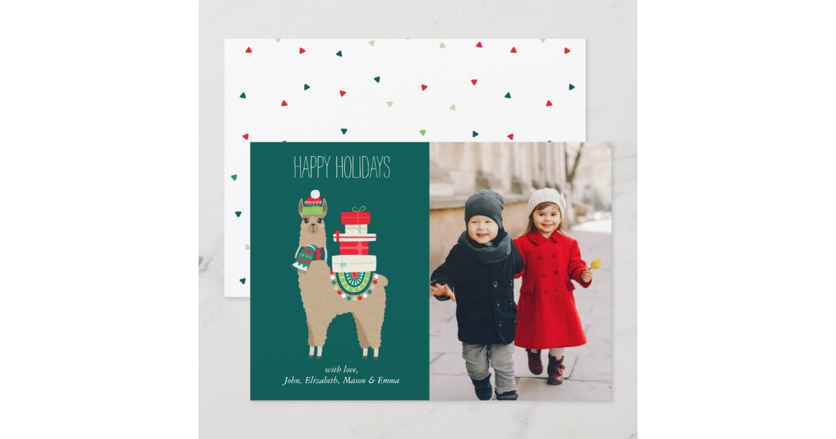 Christmas Llama Custom Photo Holiday Card | Zazzle.com