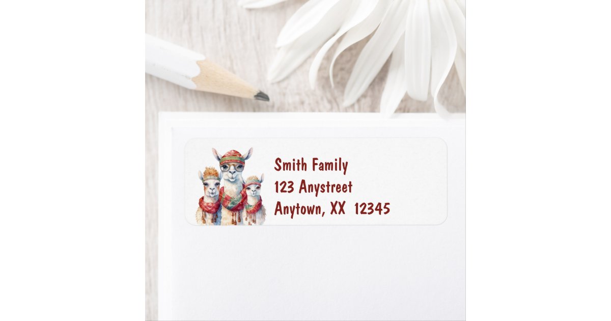 Christmas Llama Family Address Label | Zazzle