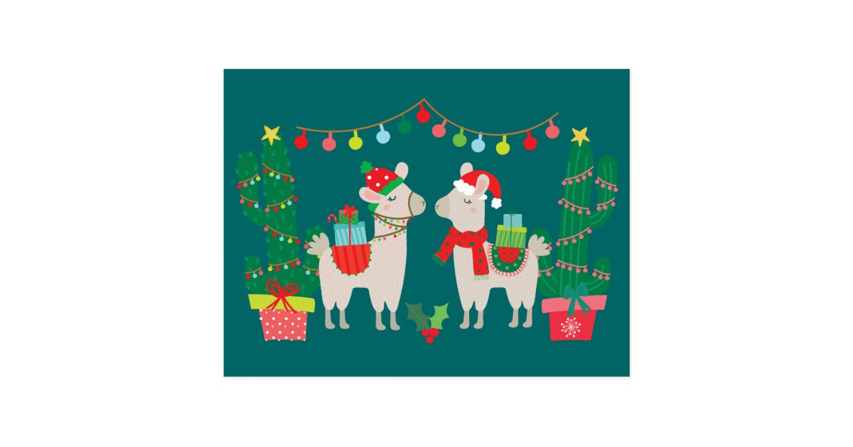 Christmas Llamas Postcard | Zazzle.com