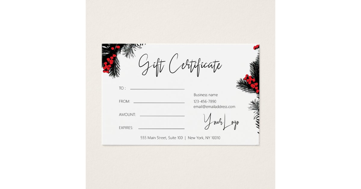 Christmas Logo Gift Voucher | Zazzle