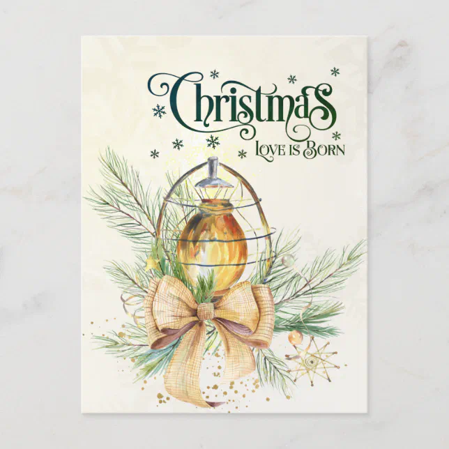 Christmas Love is Born John 3:16 Postcard | Zazzle