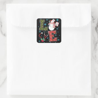 Christmas Love Nurse Cute Medical Snowman Holly Square Sticker | Zazzle