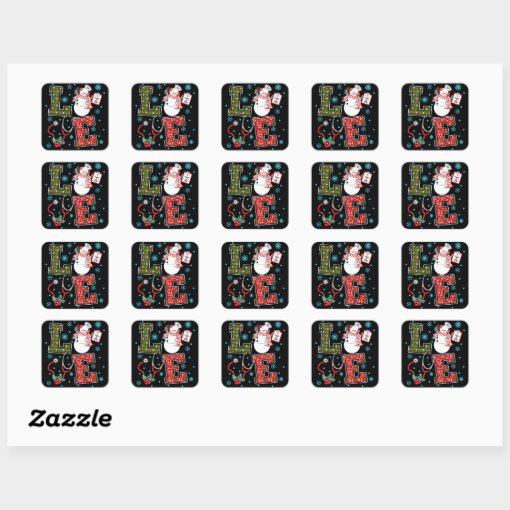 Christmas Love Nurse Cute Medical Snowman Holly Square Sticker | Zazzle