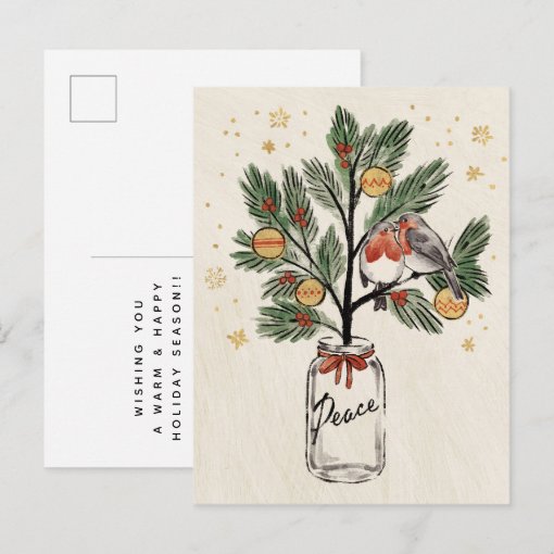 Christmas Lovebirds Peace Postcard | Zazzle