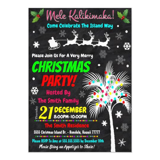 Christmas Luau Party Invitation