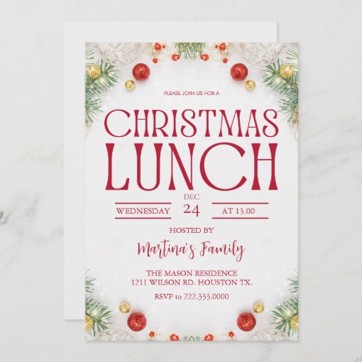 Christmas Lunch Invitations Holiday Party | Zazzle